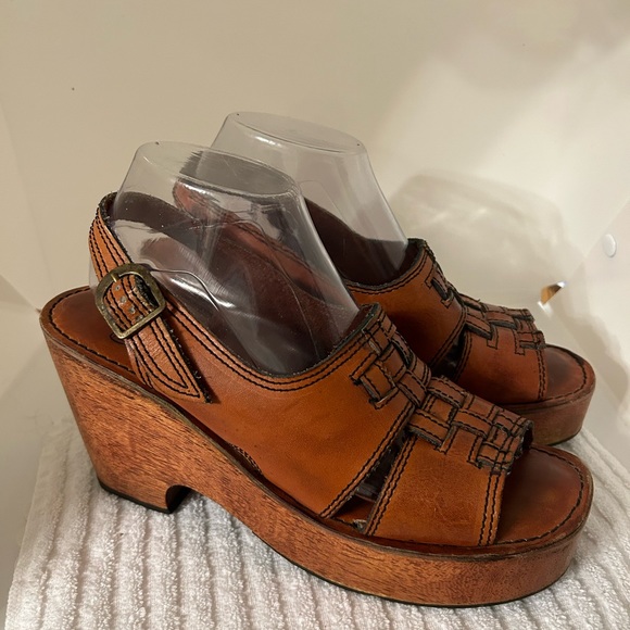 busken | Shoes | Busken Vintage Slingback Clogs 7s Made In Brazil Wood ...
